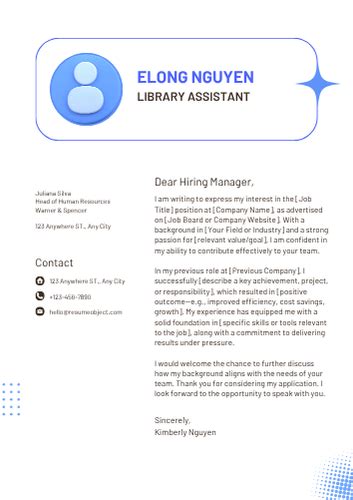 Library Assistant Cover Letter Examples Sample Format Resume Object
