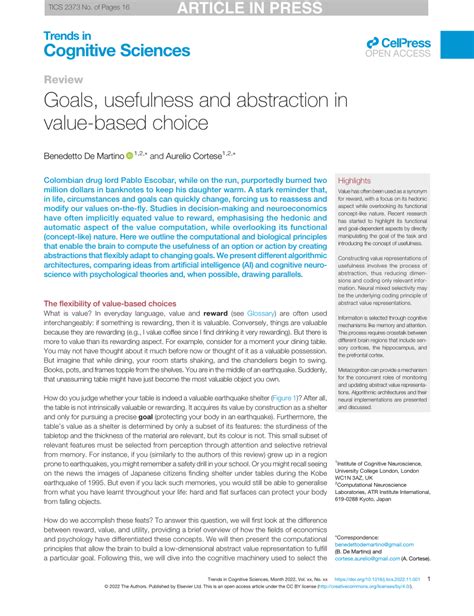 Pdf Goals Usefulness And Abstraction In Value Based Choice