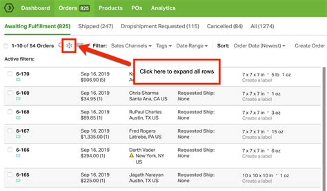 ordoro how do i expand all rows in one click