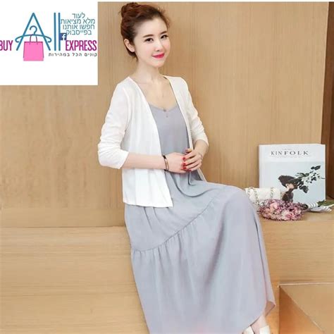 임신 한 여성 여름 드레스 2017 새로운 한국 패션 느슨한 쉬폰 조끼 스커트 드레스 두 세트fashion Pregnant Womenpregnant