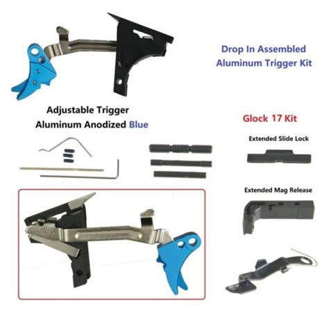 GLOCK 17 Adjustable Aluminum Trigger Blue Blk LPK W Instructions For G 17 G17 EBay