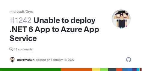 Unable To Deploy Net 6 App To Azure App Service · Issue 1242 · Microsoftoryx · Github