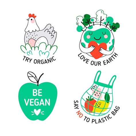 손으로 그린 디자인 생태 배지 무료 벡터