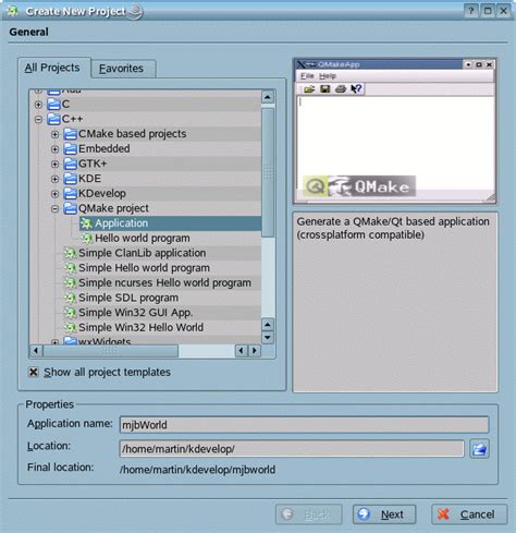 Ide Kdevelop 40 No Project Templates Stack Overflow