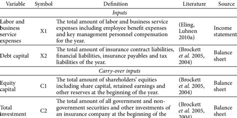 Definitions Of Input Carry Over Intermediate And Output Variables