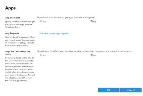 SharePoint Online Configure App Store Settings SharePoint Diary