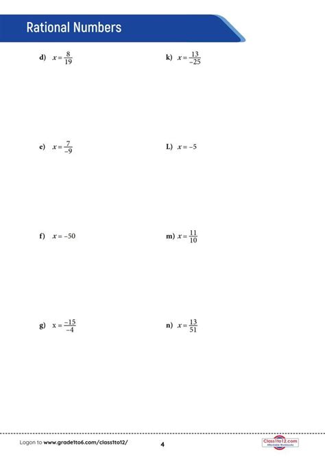 Rational Workbook Math Workbook Workbook Worksheets For Class 1