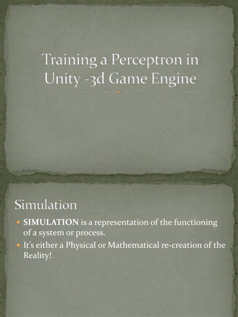 training a perceptron in unity 3d game engine pdf
