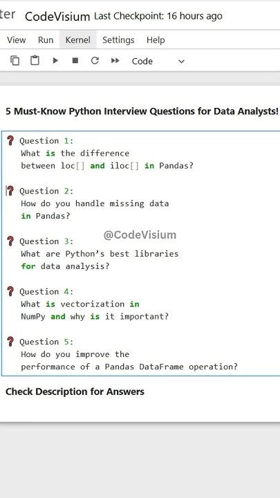 🚀 5 Must Know Python Interview Questions For Data Analysts Python Dataanalytics