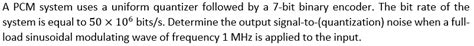 Solved A Pcm System Uses A Uniform Quantizer Followed By A