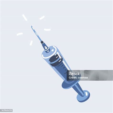 바늘이 있는 의료용 일회용 주사기의 벡터 그림 백신 주사 예방 접종에 적용 가능합니다 0명에 대한 스톡 벡터 아트 및 기타