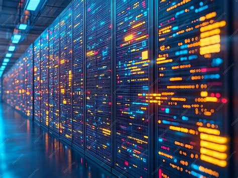 3d Illustration Data Center Server Room Technology Network Database Storage Server Hosting Cloud