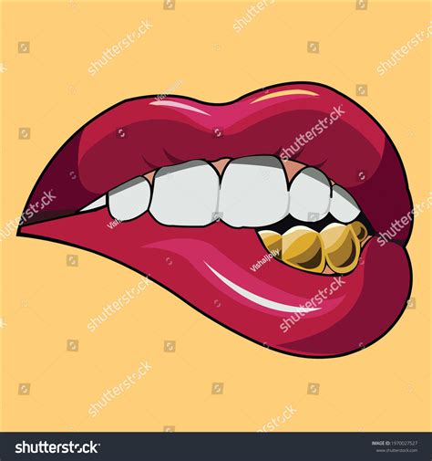 Sexy Lips Girl Girl Squeezing Her Stock Vector Royalty Free