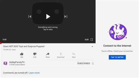 did something went wrong tap to retry youtube