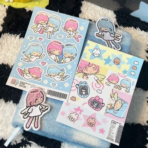 자꾸자꾸스튜디오 자꾸자꾸 트윈 베이비 엔젤 스티커 2종 위시버킷