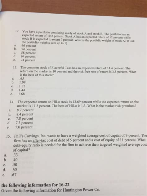 Solved You Have A Portfolio Consisting Solely Of Stock A And