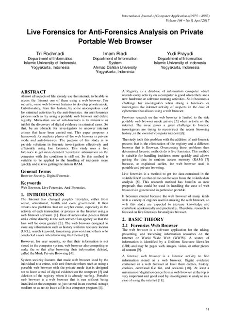 Pdf Live Forensics For Anti Forensics Analysis On Private Portable