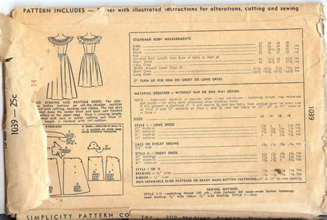 Simplicity 1039 Sewing Pattern 1930s Misses Evening Etsy
