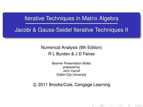 Iterative Techniques In Matrix Algebra In In In Jacobi