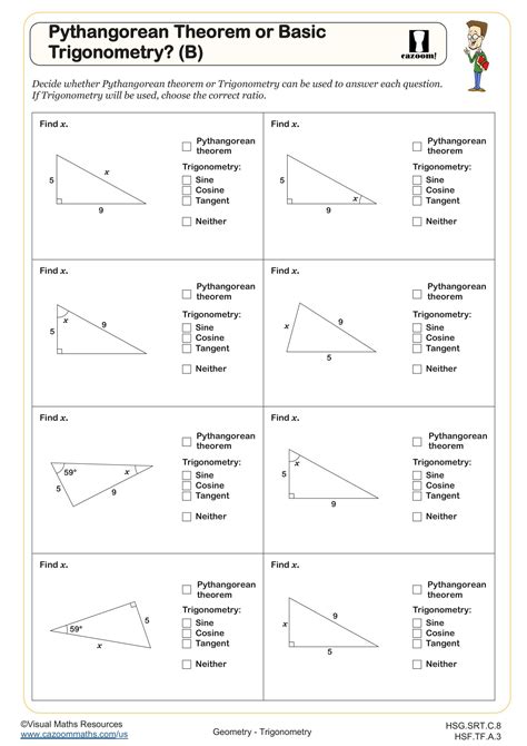 Pythagorean Thereom Or Trigonometry B Worksheet Fun And Engaging