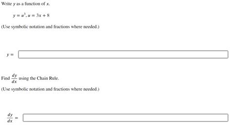 Solved Write 𝑦y as a function of 𝑥 x 𝑦 𝑢 Chegg com