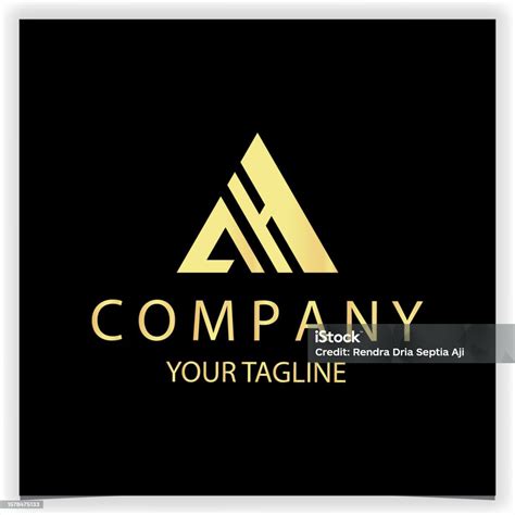 럭셔리 골드 편지 Ah 이니셜 삼각형 로고 아이콘 프리미엄 우아한 템플릿 벡터 Eps 10 알파벳에 대한 스톡 벡터 아트 및 기타 이미지 알파벳 아이콘 로고 Istock