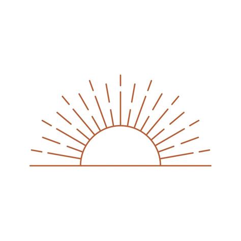 일몰 또는 일출 Boho 로고 햇빛 광선 아이콘 프리미엄 벡터