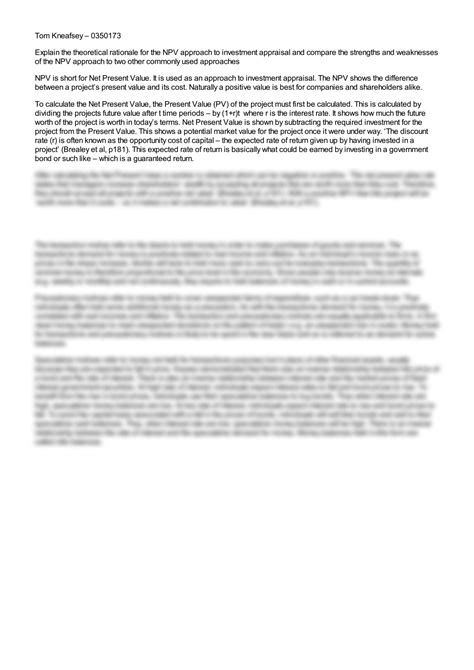 Solution Explain The Theoretical Rationale For The Npv Approach To