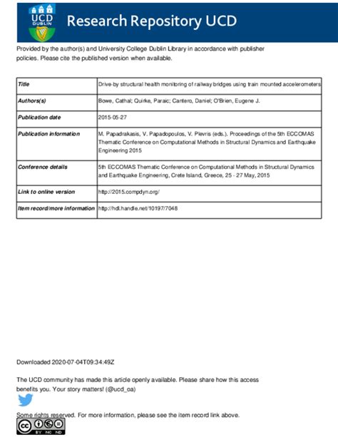 Pdf Drive By Structural Health Monitoring Of Railway Bridges Using Train Mounted
