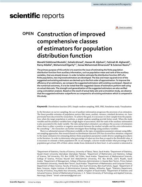 Pdf Construction Of Improved Comprehensive Classes Of Estimators For Population Distribution