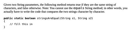 Solved Given Two String Parameters The Following Method