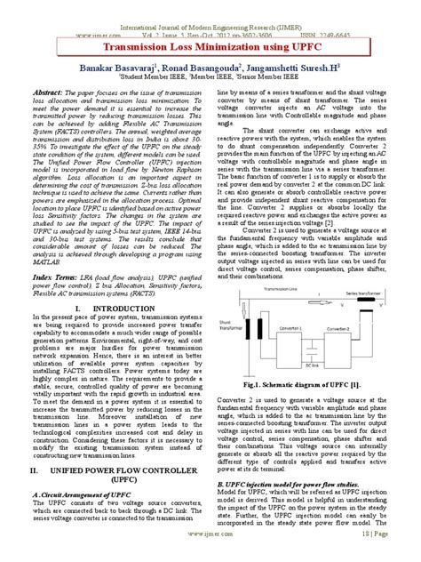 Transmission Loss Minimization Using Upfc Pdf Electric Power
