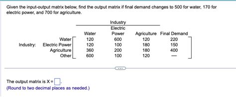 Solved Given The Input Output Matrix Below Find The Output
