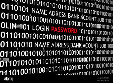 Computer Screen With Binary Code And Password Text Great Concept For