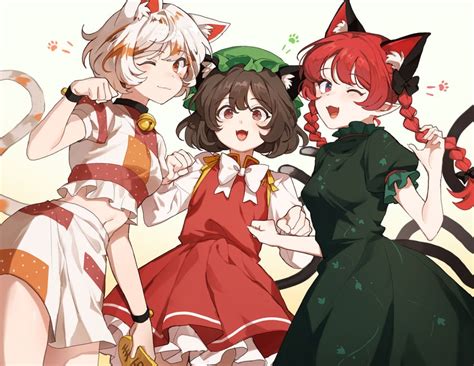 Kaenbyou Rin Chen And Goutokuji Mike Touhou Drawn By Sarukana