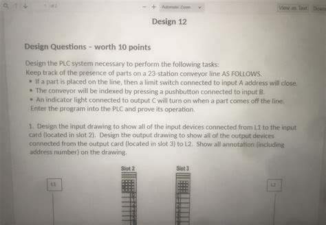 Design Questions Worth 10 Points Design The Plc
