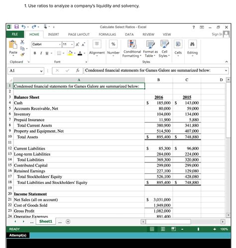 Solved Xi 5 X Calculate Select Ratios Excel Formulas Data