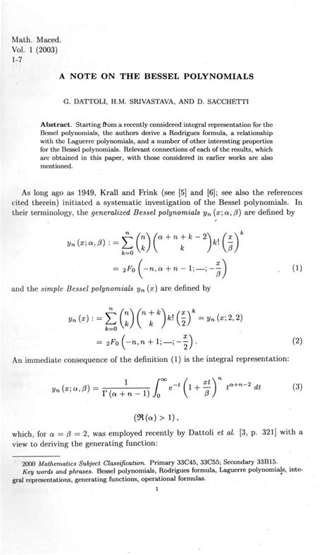 Pdf A Note On The Bessel Polynomials