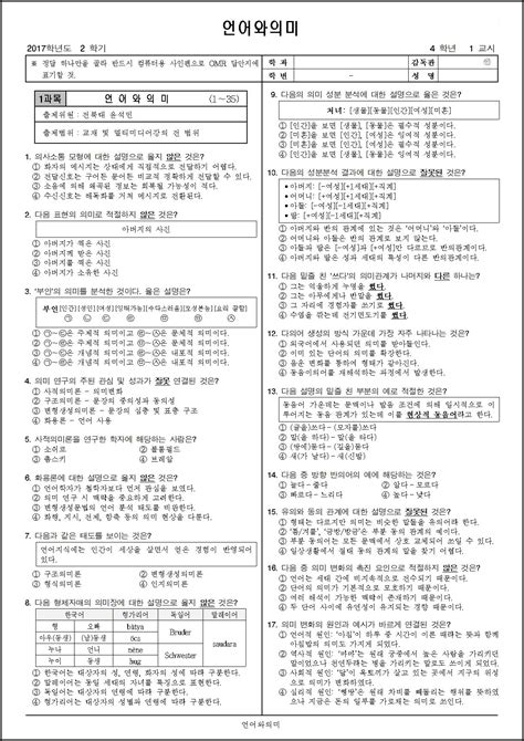 [언어와 의미] 2017년 2학기 기말시험 국어국문학과 방송대 방통대 커뮤니티