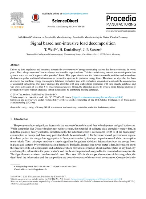 Pdf Signal Based Non Intrusive Load Decomposition