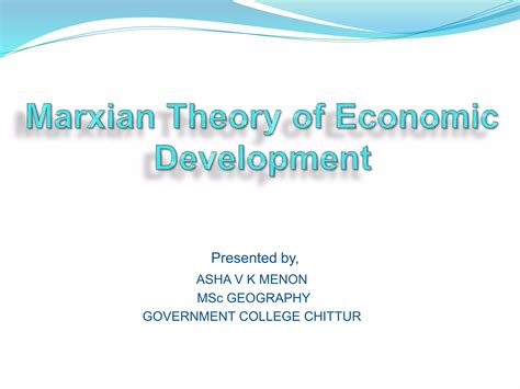 Marxian Theory Of Economic Development Pptx