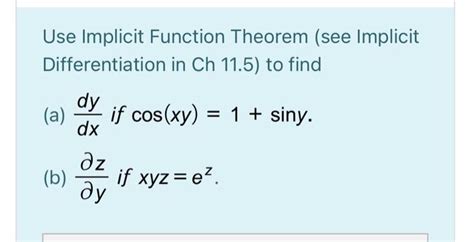 Solved Use Implicit Function Theorem See Implicit