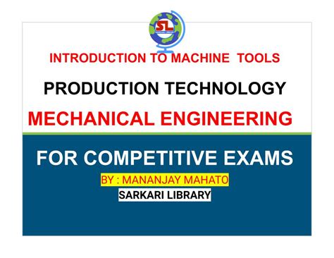 Introduction To Machine Tools Production Technology Sarkari Library