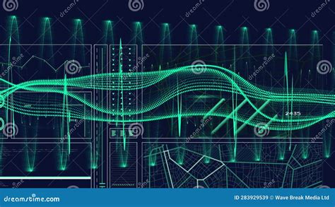 Animation Of Circles Around Dots Forming Dynamic Wave Pattern Over Graph And Navigation Pattern
