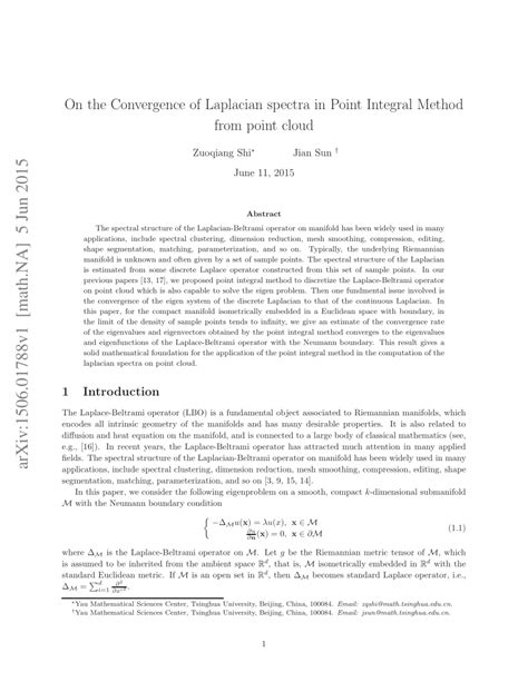 Pdf Convergence Of Laplacian Spectra From Point Clouds