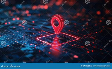 A Location Indicator On A Sophisticated Digital Map Stock Image Image Of Innovation Pointing
