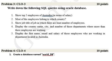 Solved 10 Points Problem 3 CLO 3 Write Down The Following Chegg Com