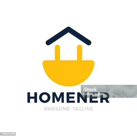 플러그 홈 수리 벡터 로고 디자인과 전기 집입니다 전원 로고 유형 디자인 템플릿 전원 에너지 기호입니다 로고에 대한 스톡 벡터