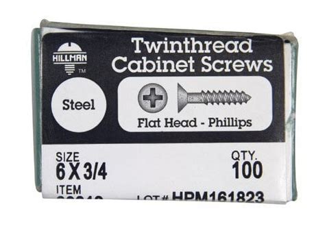 Hillman Cabinet Screws No 6 X 34 Phillips Flat Head 100 Box