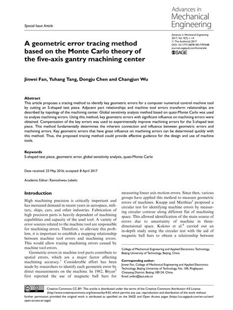 pdf a geometric error tracing method based on the monte carlo theory